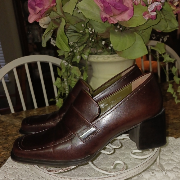 Maripe | Shoes | Maripe Leather Loafer With Block Heels Size 75 | Poshmark